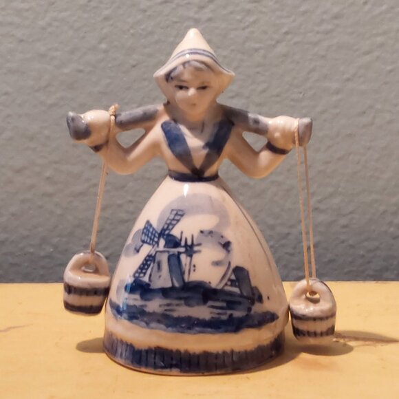 Delft | Art | Vintage Dutch Woman Carrying Water Figurine | Poshmark